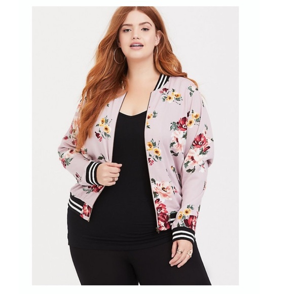 torrid | Jackets & Coats | Torrid Lilac Purple Floral Bomber Jacket ...